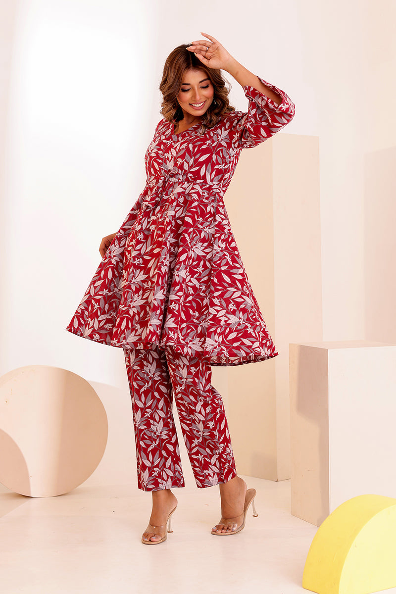 Canon Maroon Cotton Coord Set – Manvaar Jaipur
