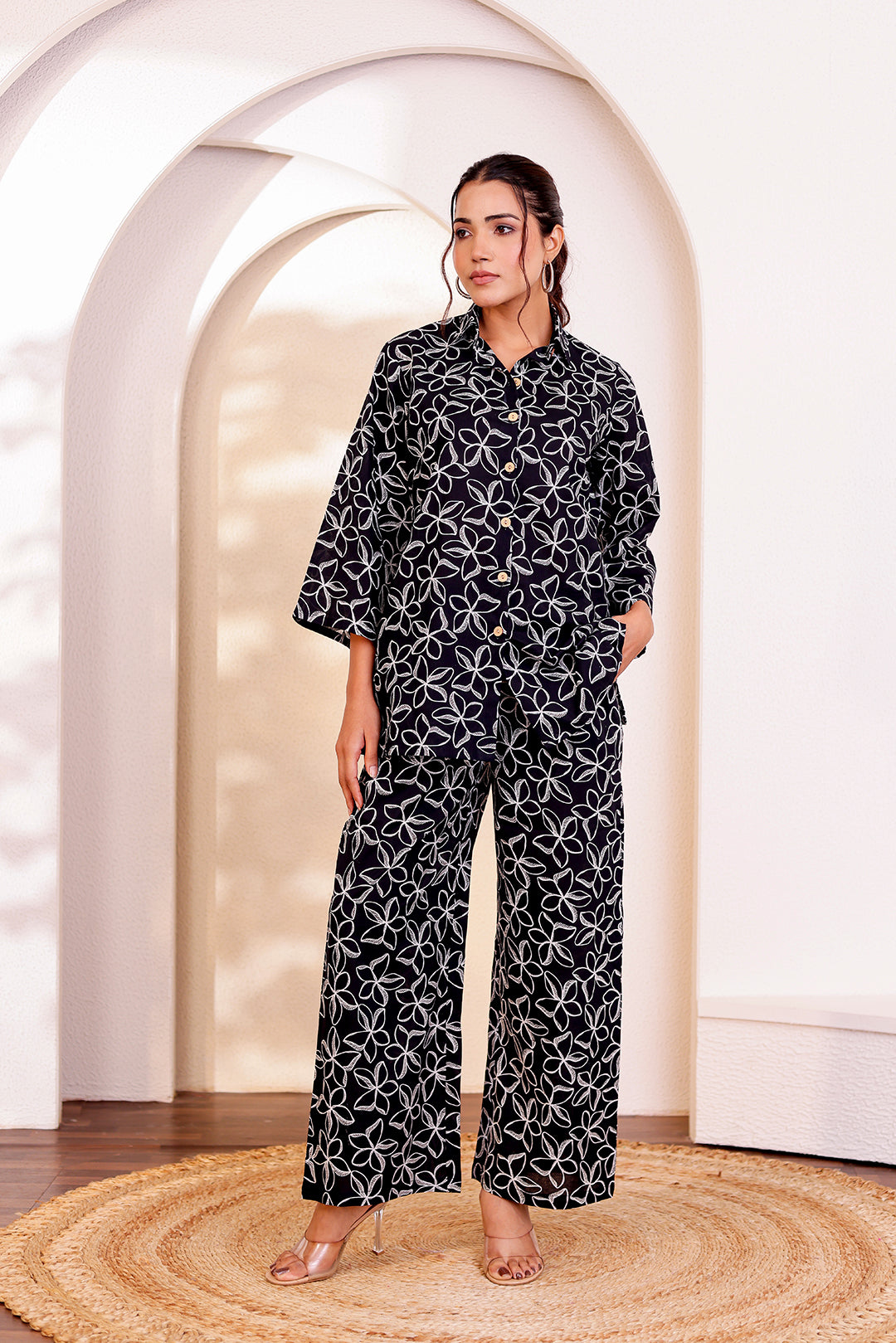 Black Floral Cotton Coord Set – Manvaar Jaipur