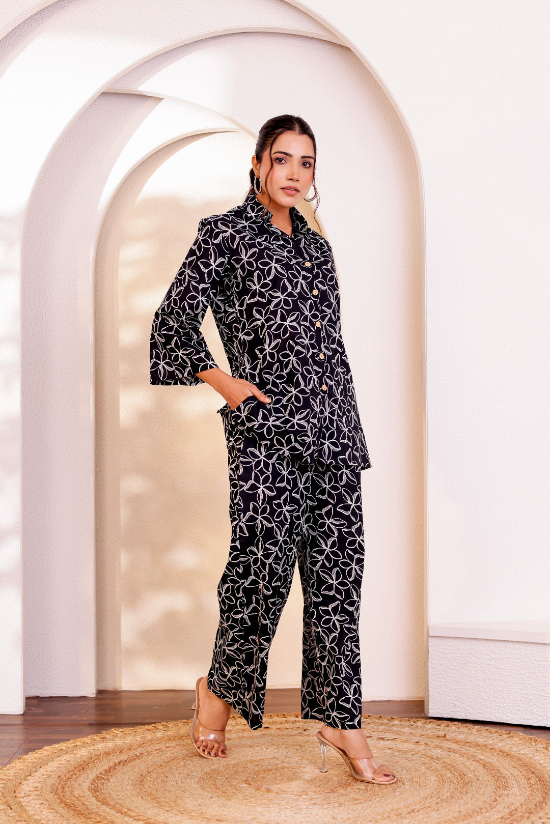 Black Floral Cotton Coord Set – Manvaar Jaipur
