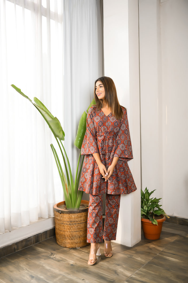 Berry Maroon Kaftan Coord Set – Manvaar Jaipur